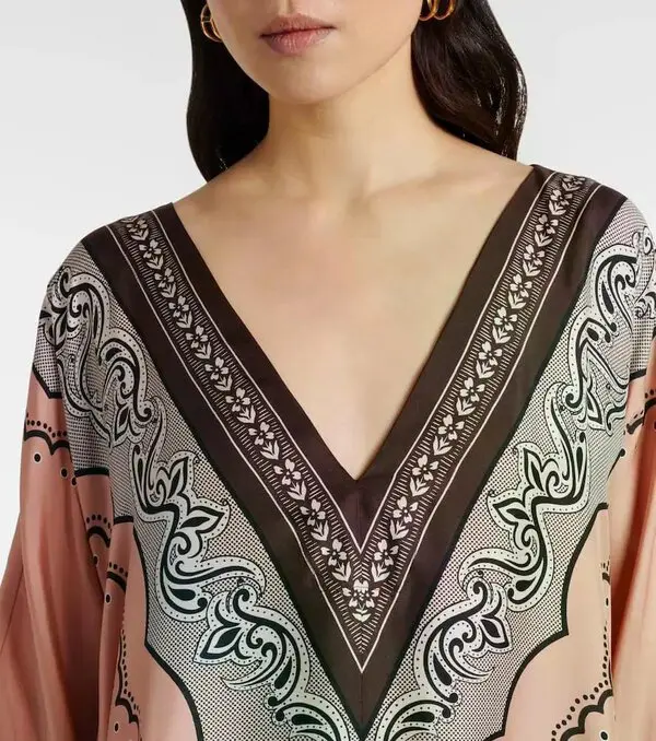 La DoubleJ Muumuu Printed Silk Twill Maxi Dress - Pink
