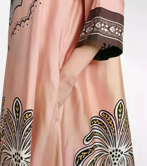 La DoubleJ Muumuu Printed Silk Twill Maxi Dress - Pink
