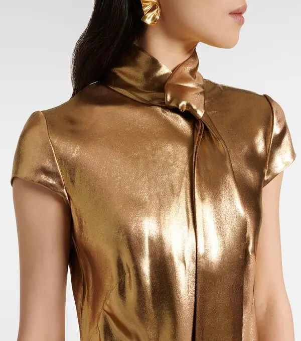 Galvan Solar Gaze Satin Gown - Gold