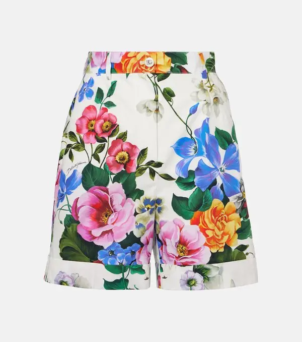 Dolce & Gabbana Floral Print Cotton Shorts - White