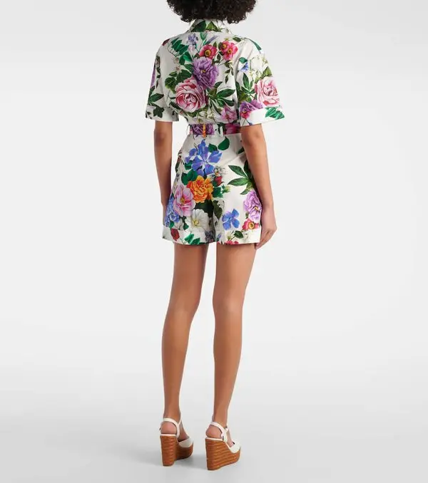 Dolce & Gabbana Floral Print Cotton Shorts - White