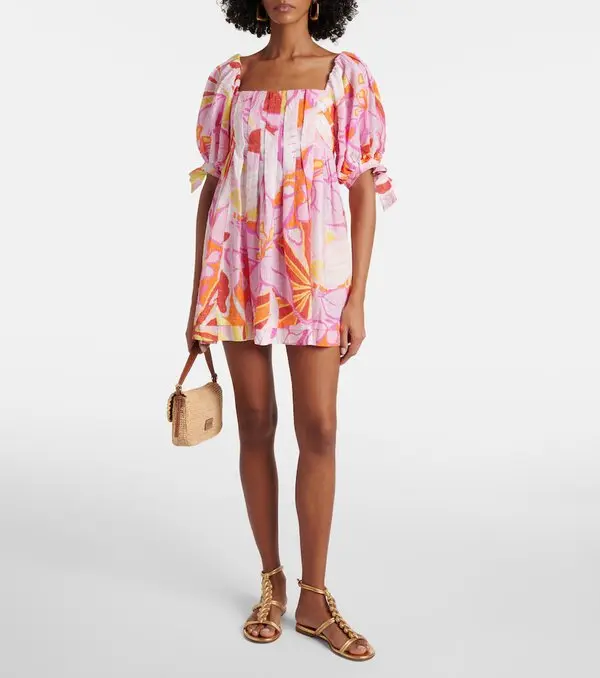 Poupette St Barth Catalina Printed Cotton Mini Dress