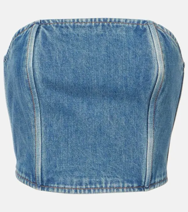 Wardrobe.NYC Denim Tube Top - Blue