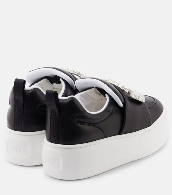 ROGER VIVIER Puffy Choc Leather Platform Sneakers
