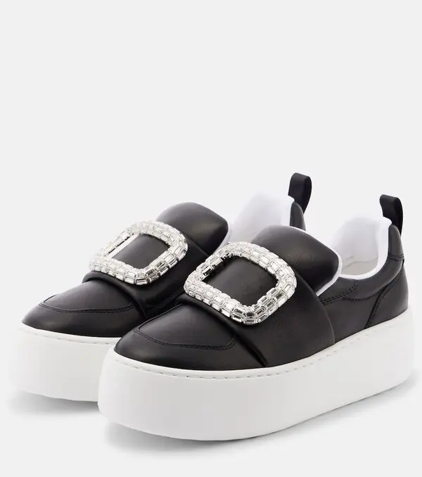 ROGER VIVIER Puffy Choc Leather Platform Sneakers