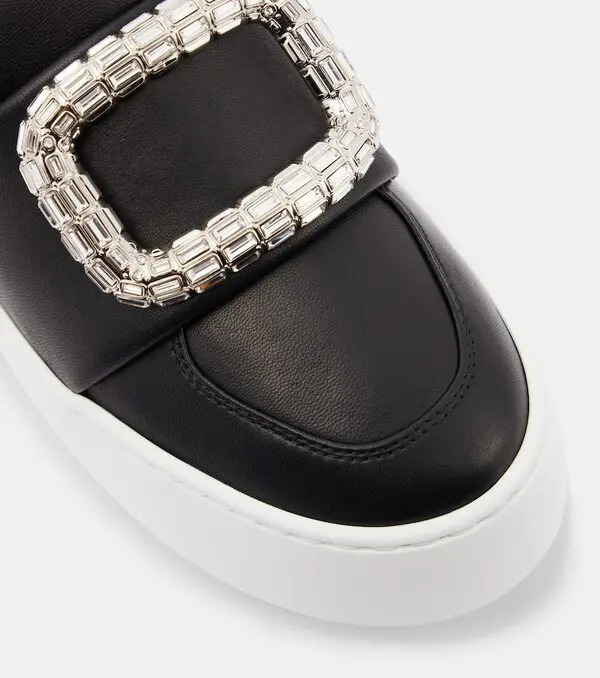 ROGER VIVIER Puffy Choc Leather Platform Sneakers - Black