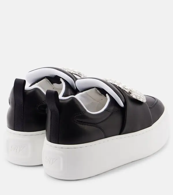 ROGER VIVIER Puffy Choc Leather Platform Sneakers - Black