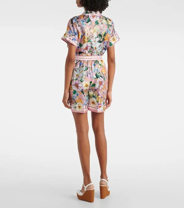 Dolce & Gabbana Floral Print Silk Twill Shorts - Pink