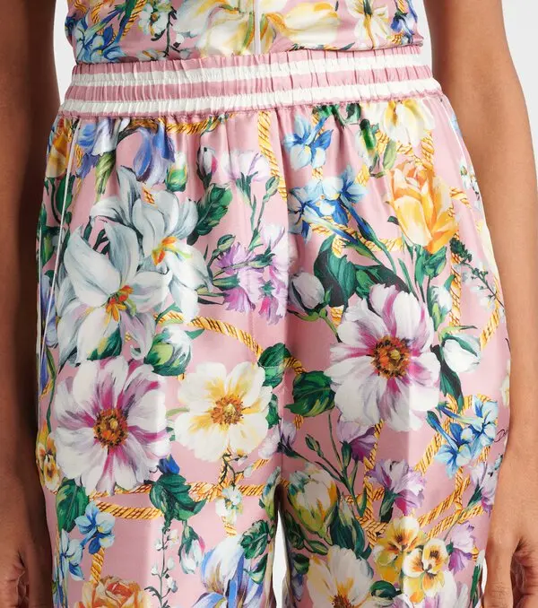 Dolce & Gabbana Floral Print Silk Twill Shorts - Pink