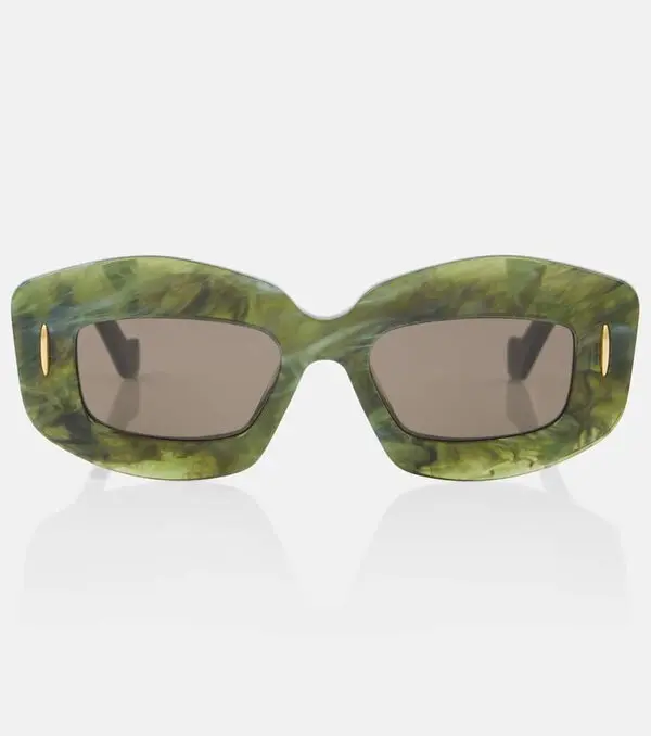 Loewe Screen Anagram Rectangular Sunglasses - Green