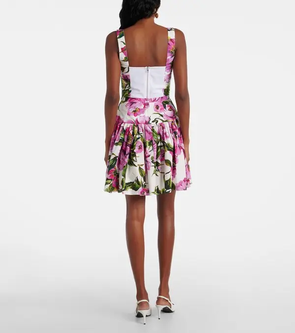 Dolce & Gabbana Floral Cotton-blend Bustier - White