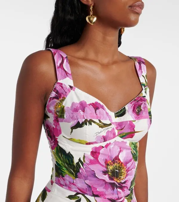 Dolce & Gabbana Floral Cotton-blend Bustier - White