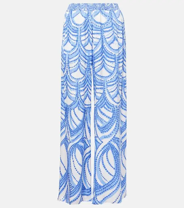 Poupette St Barth Cecile Printed Wide-leg Pants - Blue