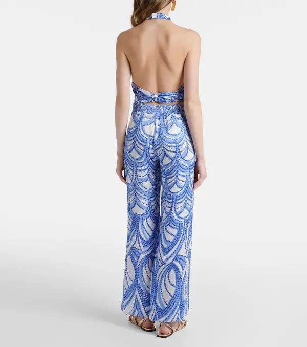 Poupette St Barth Cecile Printed Wide-leg Pants - Blue