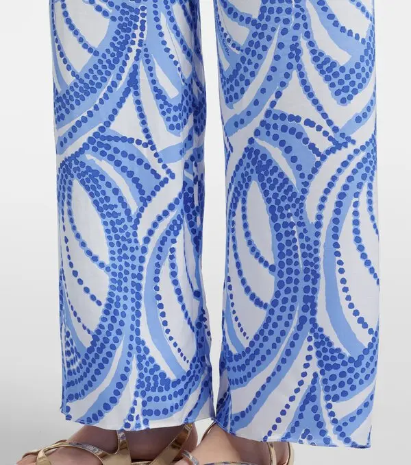 Poupette St Barth Cecile Printed Wide-leg Pants - Blue