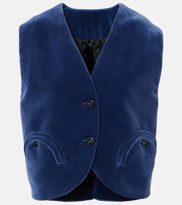 BLAZÉ MILANO Jealousy Gliss Cotton Velvet Vest - Blue