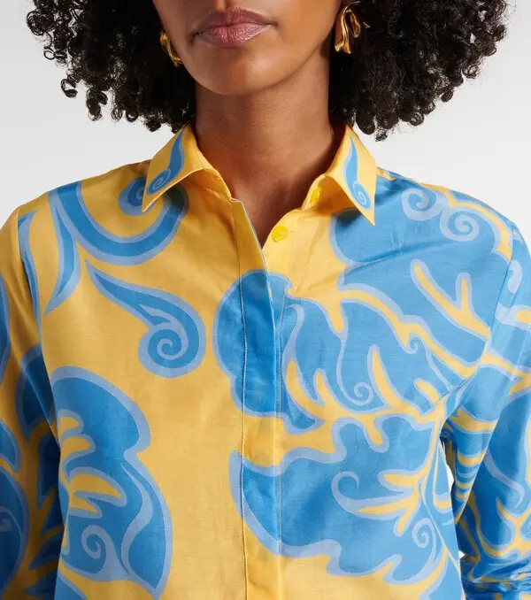 Etro Printed Cotton And Silk Shirt - Yellow