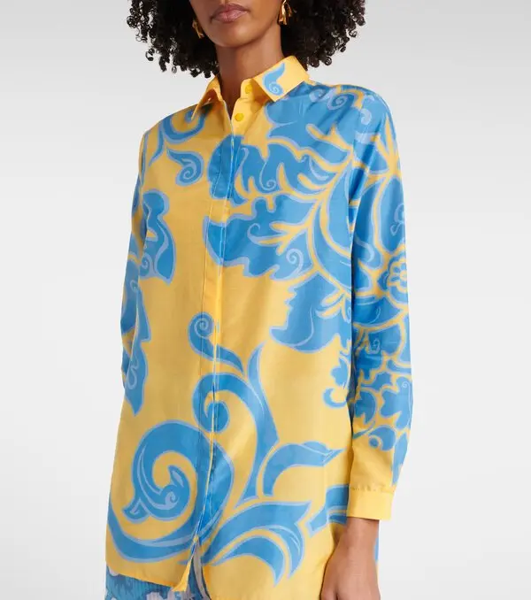 Etro Printed Cotton And Silk Shirt - Yellow