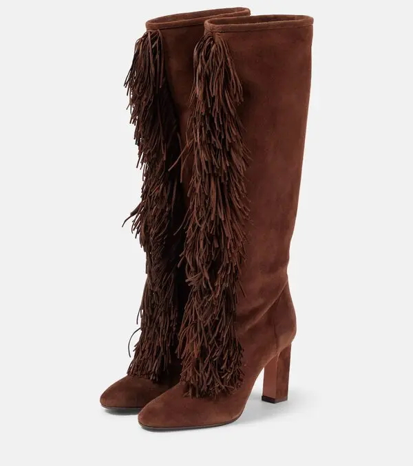 AQUAZZURA Gytane 85 Fringed Knee-high Boots