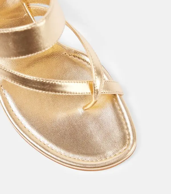 Manolo Blahnik Susa 50 Metallic Leather Mules