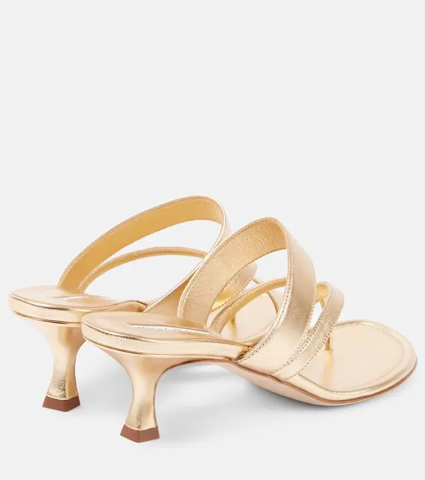 Manolo Blahnik Susa 50 Metallic Leather Mules