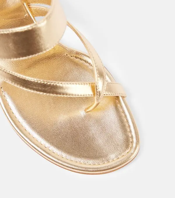 Manolo Blahnik Susa 50 Metallic Leather Mules