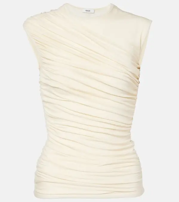 AGOLDE Ester Ruched Tank Top - Neutrals