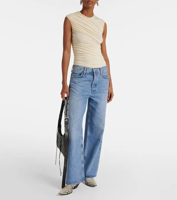 AGOLDE Ester Ruched Tank Top - Neutrals