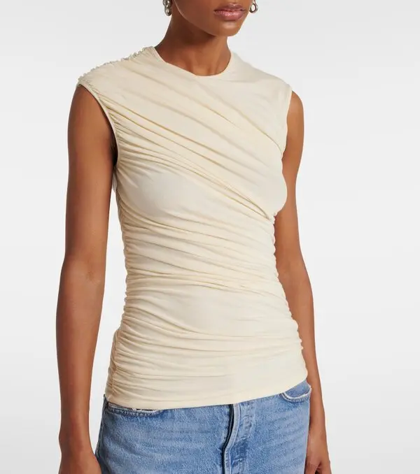 AGOLDE Ester Ruched Tank Top - Neutrals