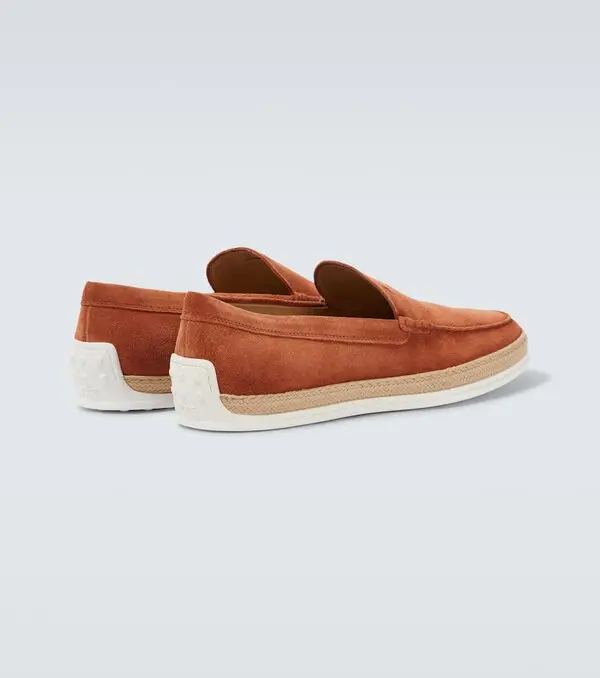 TOD'S Jute-trimmed Suede Slip-on Shoes