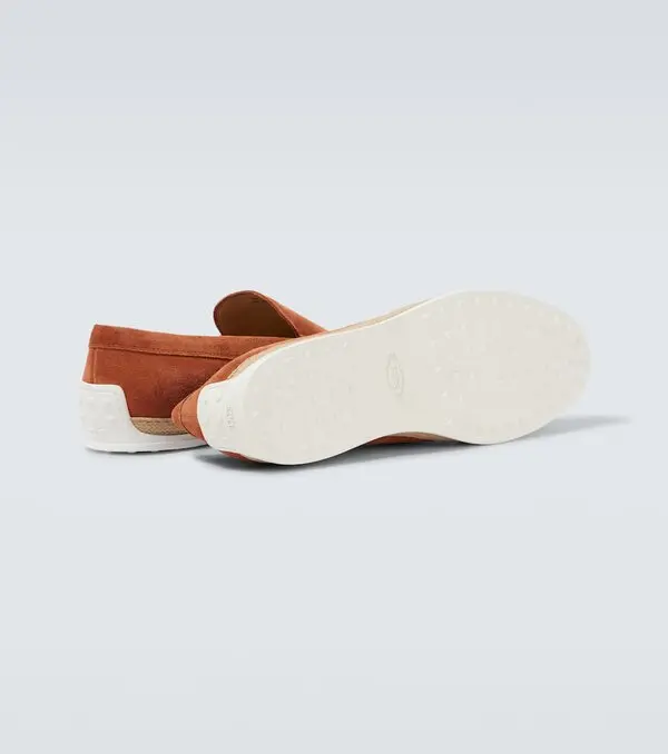 TOD'S Jute-trimmed Suede Slip-on Shoes