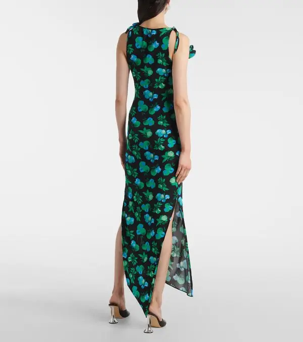 Coperni Embroidered Printed Asymmetric Maxi Dress