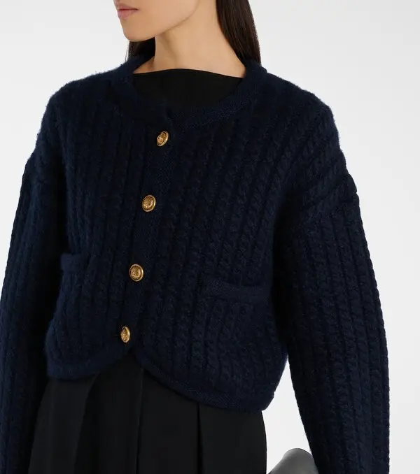 Khaite Balser Cashmere And Mohair Cardigan - Blue