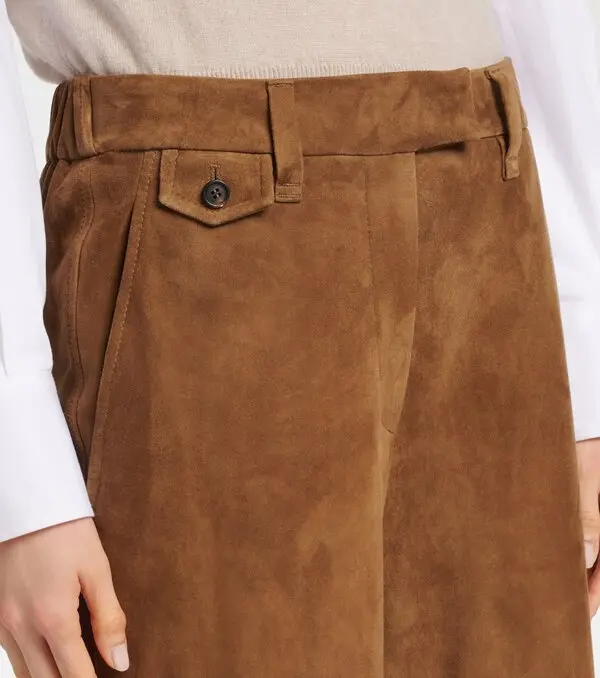 Brunello Cucinelli Suede Wide-leg Pants