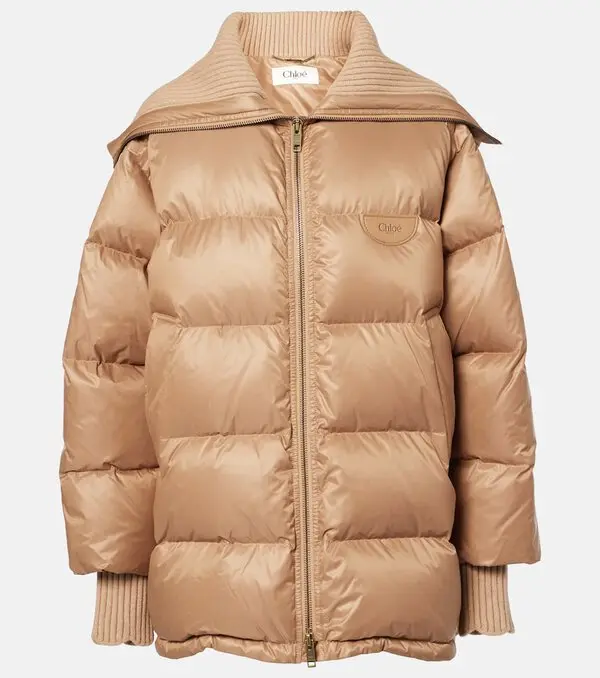 Chloé Oversized Quilted Down Jacket - Beige