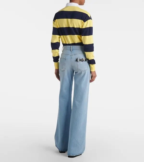 Coperni Leather-trimmed Wide-leg Jeans