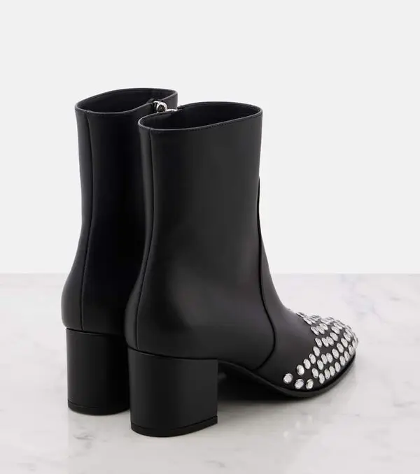 Alaïa 60 Embellished Leather Ankle Boots