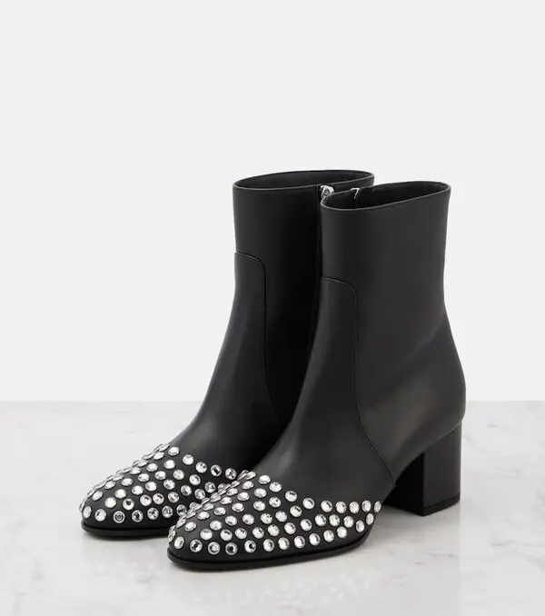 Alaïa 60 Embellished Leather Ankle Boots