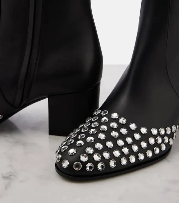 Alaïa 60 Embellished Leather Ankle Boots