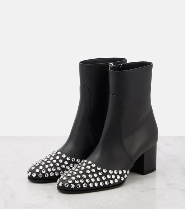 Alaïa 60 Embellished Leather Ankle Boots