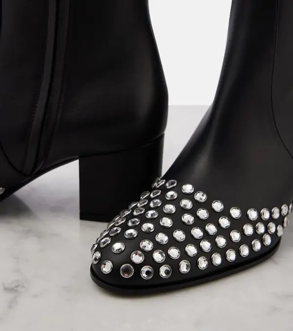 Alaïa 60 Embellished Leather Ankle Boots