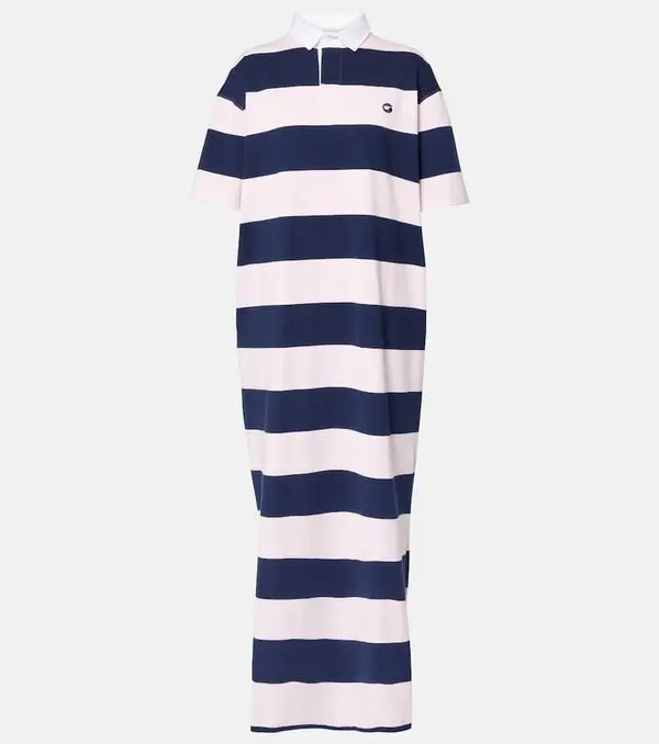 Coperni Striped Cotton Maxi Dress - Pink