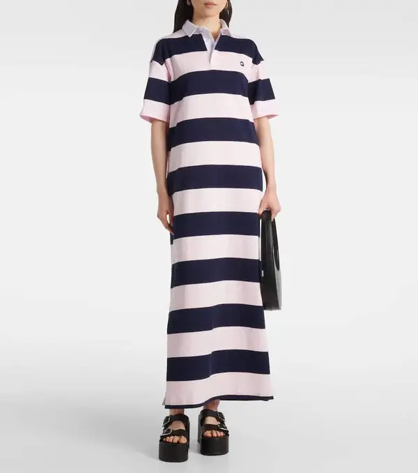 Coperni Striped Cotton Maxi Dress - Pink