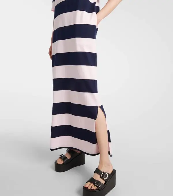 Coperni Striped Cotton Maxi Dress - Pink