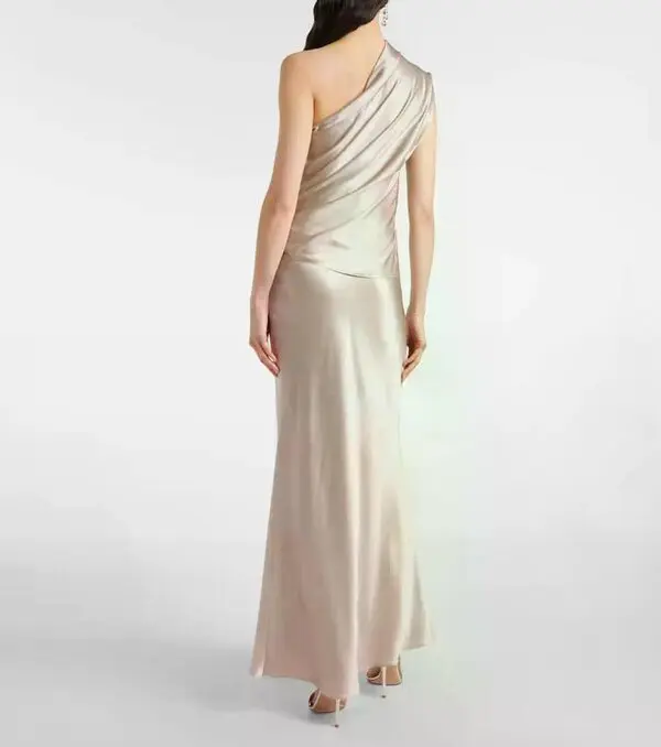 THE SEI Asymmetric Silk Satin Top - Beige