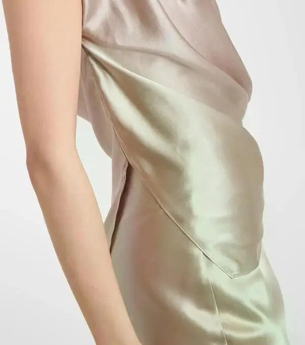 THE SEI Asymmetric Silk Satin Top - Beige