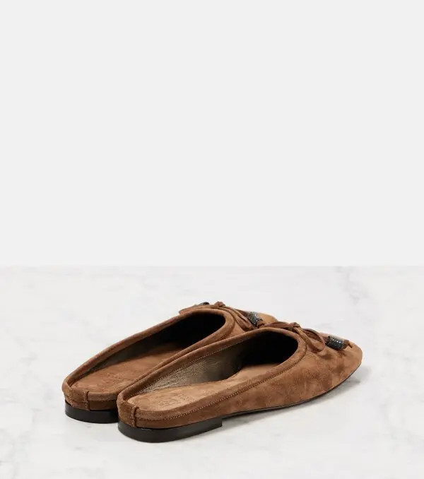 Brunello Cucinelli Monili Suede Mules