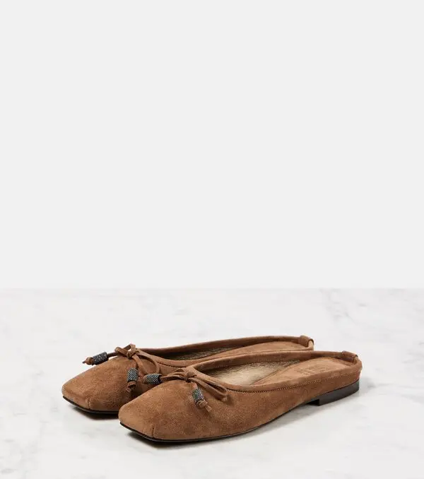 Brunello Cucinelli Monili Suede Mules