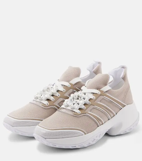 ROGER VIVIER Viv' Run Embellished Platform Sneakers - Grey