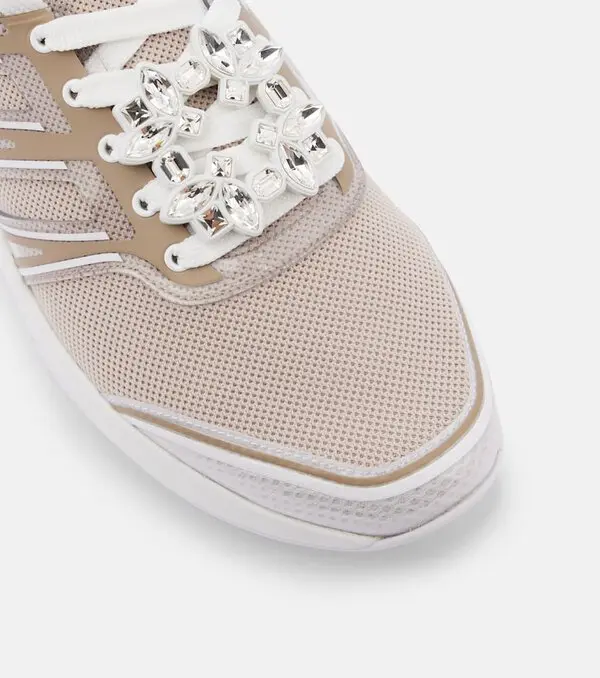 ROGER VIVIER Viv' Run Embellished Platform Sneakers - Grey